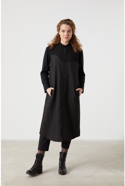 Nihan Asimetrik Robalı Büyük Beden Yelek Siyah