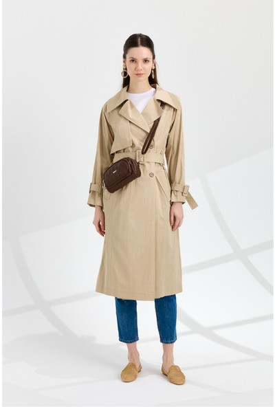 Nihan Kruvaze Trençkot Bej