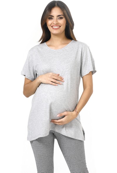 Baby Mom Bisiklet Yaka Rahat Kalıp Modal Pamuklu Hamile Tshirt Baby Mom Bisiklet Yaka Rahat Kalıp Modal Pamuklu Hamile Tshirt
