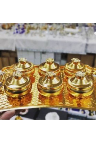 Zübahome Lüx Japon Gülü Kahve Yanı Lokumluk + Şekerlik 6 Adet