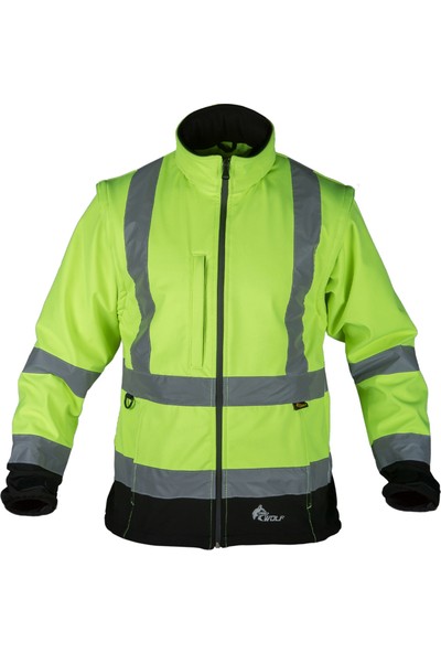 CosyWolf Erkek Sarı Kolları Çıkabilen Reflektörlü Softshell Mont