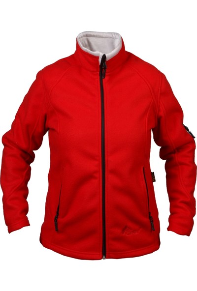 Kadın Kırmızı Fermuarlı Polar