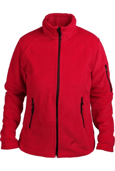 CosyWolf Kadın Kırmızı Fermuarlı Polar