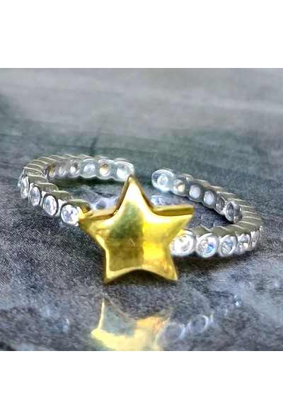 Mooije Silver Gold Star Gümüş Yüzük Mooije Silver Gold Star Gümüş Yüzük