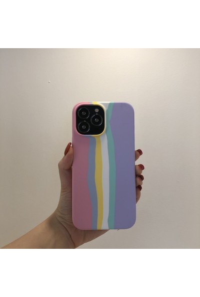 i-Veys Apple iPhone 13 Pro Rainbow Silikon Kılıf
