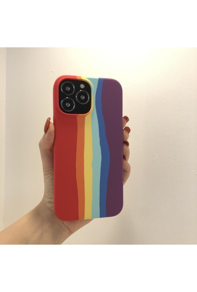 i-Veys Apple iPhone 13 Rainbow Silikon Kılıf