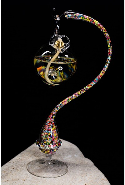 Narçiçeği Takı ve Hediyelik Üfleme Cam El Yapımı Renkli Kandil