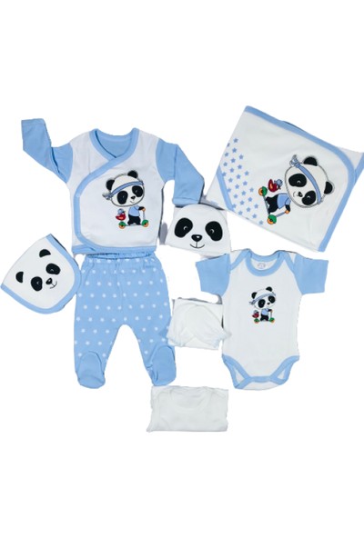 Eftal Panda Nakışlı 10'lu Zıbın Set 0-3 Ay