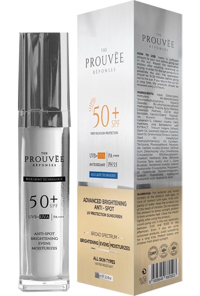 The Prouvee Reponses Spf 50+ | Pa++++ Leke Karşıtı Aydınlatıcı Ton Eşitleyici Yüz Güneş Kremi 50 ml