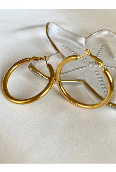 FS Çelik Altın Kaplama Boru Halka Küpe FS Çelik Altın Kaplama Boru Halka Küpe