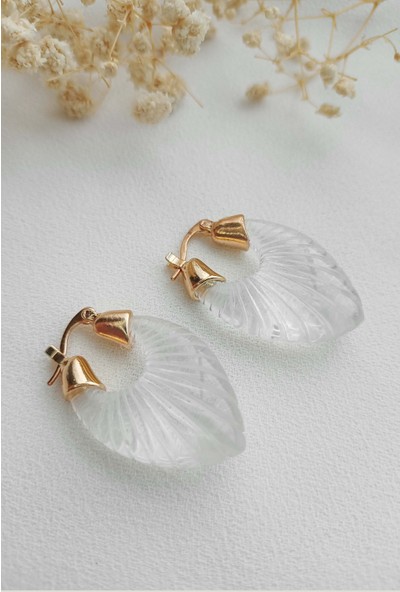 Armerdo Kadın Beyaz Reçine Şeffaf Küpe