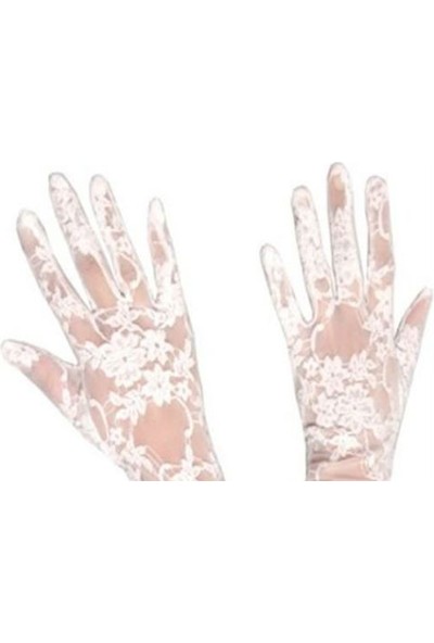 Xnews Dantelli Gelin Eldiveni - Beyaz Kısa-