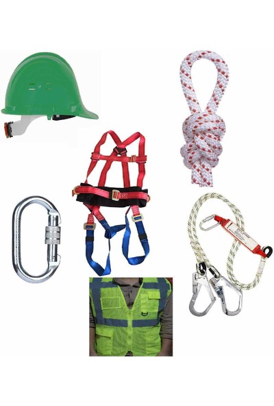 Toptan 55 Full Set - Iş Güvenlik Seti - Emniyet Kemeri- Lanyard- Baret- Yelek- Halat- Karabina Toptan 55 Full Set - Iş Güvenlik Seti - Emniyet Kemeri- Lanyard- Baret- Yelek- Halat- Karabina