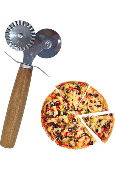 Buffer® Ahşap Saplı 2li Hamur Kesme Ruleti Düz ve Dalgalı Pizza Börek Kesici Aparatı Buffer® Ahşap Saplı 2li Hamur Kesme Ruleti Düz ve Dalgalı Pizza Börek Kesici Aparatı