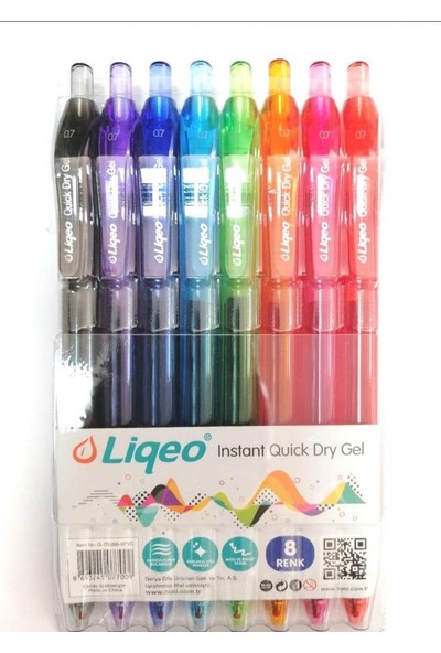 Liqeo Instant Quick Dry Gel Pen 0.7 8'li Set