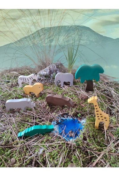 Cugu Toys Renklı Ahşap Oyuncak Safari Seti Cugu Toys Renklı Ahşap Oyuncak Safari Seti