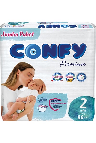 Confy Premium Bebek Bezi 2 Beden Mini 80 Adet Confy Premium Bebek Bezi 2 Beden Mini 80 Adet