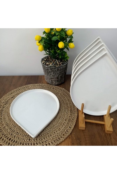 Trend Bibu 6 Adet 24X20 cm Beyaz Damla Servis Tabağı Trend Bibu 6 Adet 24X20 cm Beyaz Damla Servis Tabağı