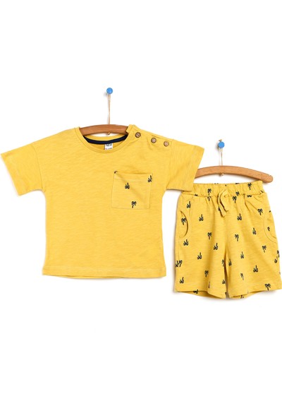Tuffy Holiday Boy Palmiye Baskılı Cepli Tshirt-Şort Takım