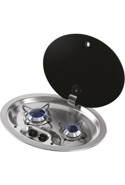 Tekne ve Karavan Için Çift Gözlü Kapaklı Gömme Ocak