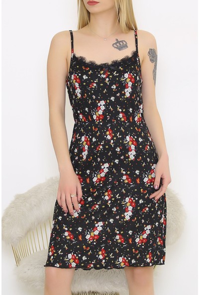New Fashion Baskılı Elbise Çiçeklisiyah - 9228.1287.