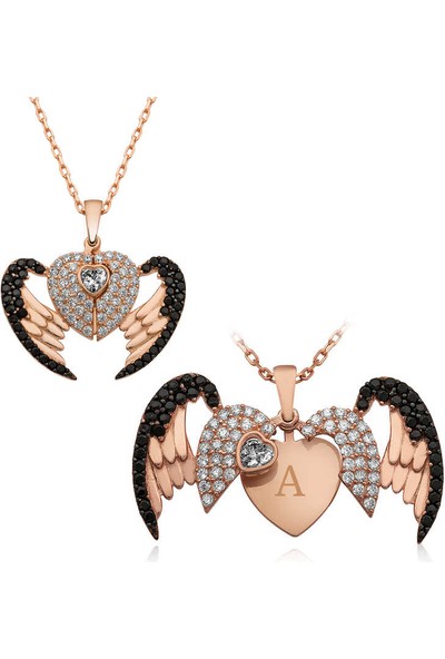 ​gümüş Kişiye Özel Kanatlı Kalp Kadın Kolye