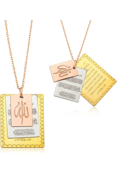 Gümüş Ayetel Kürsi, Nazar Duası ve Allah Yazılı Kadın Kolye