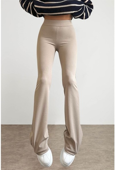 Cindiy İspanyol Paça Fitilli Ekstra Yüksek Bel Toparlayıcı Tayt