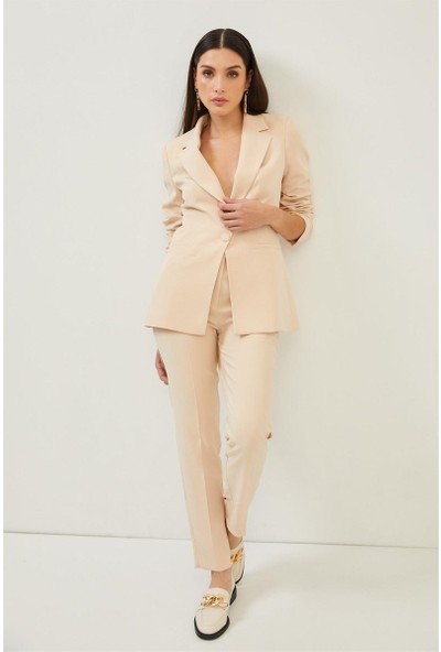 Açık Bej Blazer Ceket Pantolon Takım Açık Bej Blazer Ceket Pantolon Takım