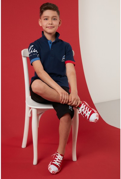 Lela Baskılı Elastik Bel Bantlı Polo Yaka % 100 Pamuk 2'li Alt-Üst Takım Erkek Çocuk Takım 59213423