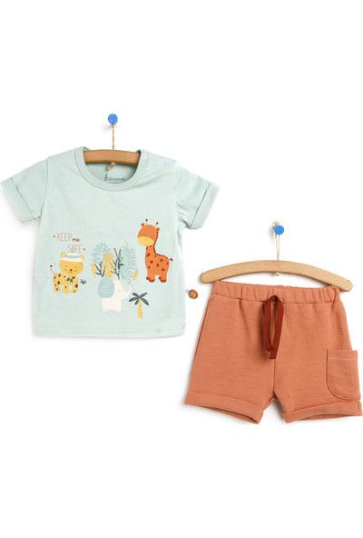 Bebbek Yenidoğan Safari Tshirt-Şort 2li Takım