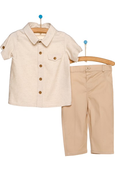 Bebbek Summer Day Keten Gömlek-Pantolon Takım