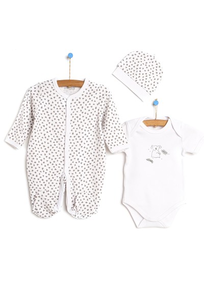 Hello Baby Hellobaby Stone Yenidoğan Organik Tulum-Body-Şapka Set Hello Baby Hellobaby Stone Yenidoğan Organik Tulum-Body-Şapka Set