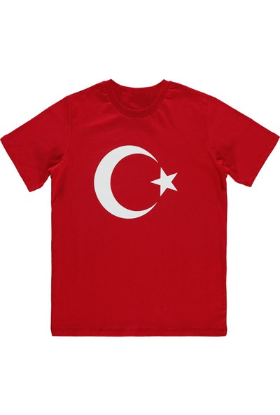 Anka Türk Bayrağı Baskılı Kırmızı Çocuk Tişört