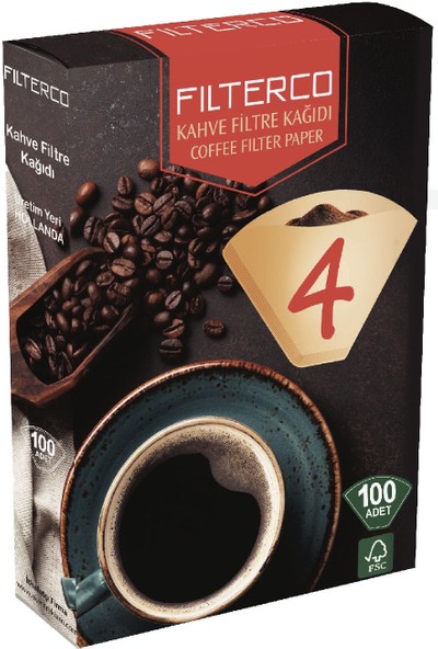 Filterco 4 Numara Doğal Ağırtılmamış Filtre Kahve Kağıdı 100'lü Filterco 4 Numara Doğal Ağırtılmamış Filtre Kahve Kağıdı 100'lü
