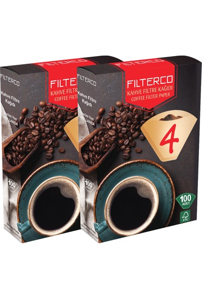 Filterco 4 Numara Filtre Kahve Kağıdı 100'lü 2 Paket Filterco 4 Numara Filtre Kahve Kağıdı 100'lü 2 Paket