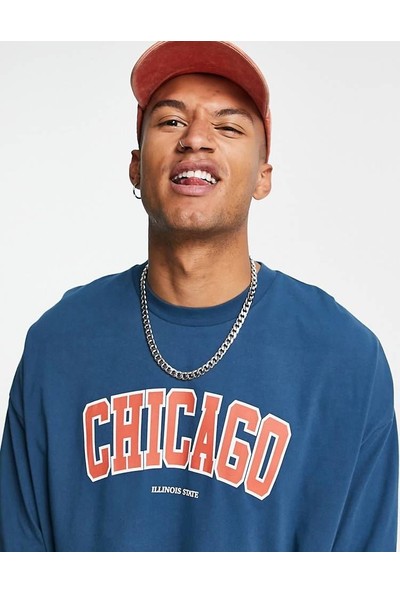 XPuppetwear Chıcagı Illınoıs State Oversize Tişört
