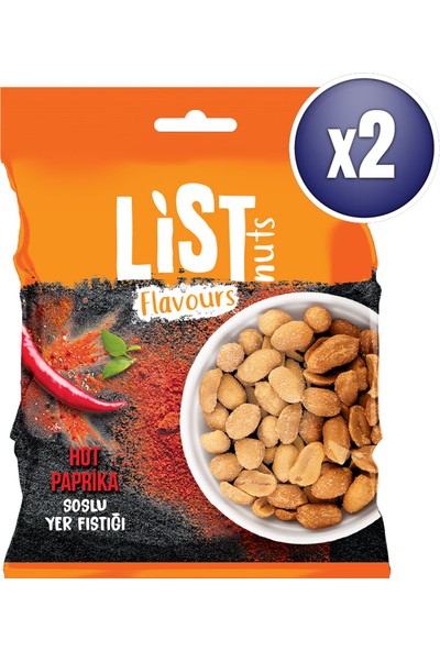 List Flavours Hot Paprika Soslu Yer Fıstığı 2 x 150 G List Flavours Hot Paprika Soslu Yer Fıstığı 2 x 150 G