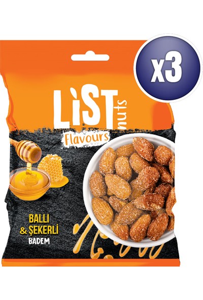 List Flavours Ballı & Şekerli Badem 3 x 100 G List Flavours Ballı & Şekerli Badem 3 x 100 G