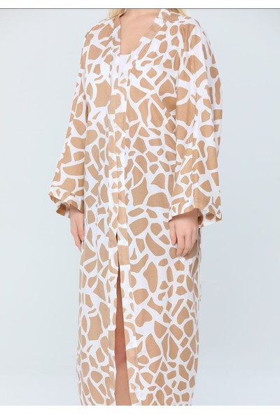 Ozy Fashion Kadın Truvakar Kol Desenli Kimono Hırka