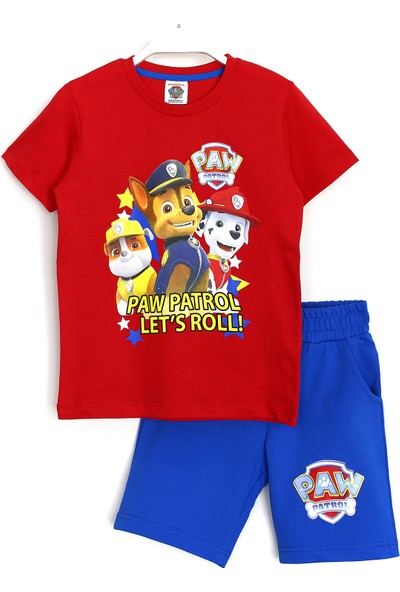 DobaKids Erkek Çocuk Paw Patrol Baskılı Alt Üst Takım Kırmızı Mavi