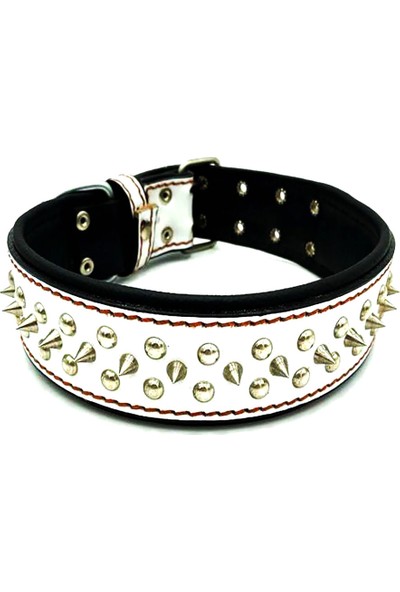 Tasma Market Zımbalı Deri Köpek Tasması Beyaz 53-66 cm Tasma Market Zımbalı Deri Köpek Tasması Beyaz 53-66 cm