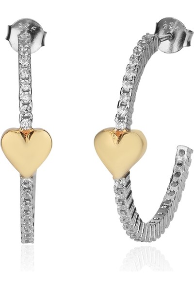 Mooije Silver Su Yolu Kalpli Halka gümüş Küpe Mooije Silver Su Yolu Kalpli Halka gümüş Küpe