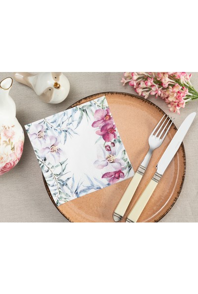 Madame Coco Orkide Rüyası Desenli Peçete - Kare