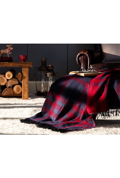 Madame Coco Katriane Tv Battaniyesi - Indigo / Kırmızı - 130 x 170 cm