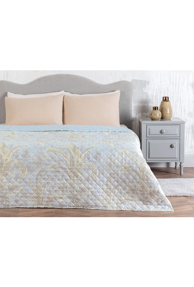 Madame Coco Diable çift Kişilik Baskılı Yatak Örtüsü - Mavi