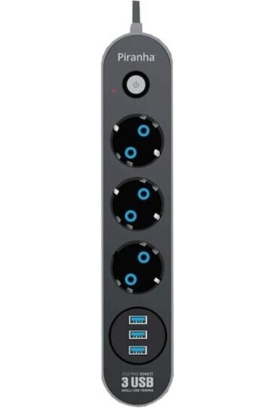 Flyon Akım Korumalı Grup Priz ve 3'lü USB Şarj Aleti 2500 Watt Akım-Korumalı-Usb-Üçlü-Priz FLYON-3395