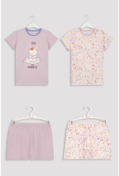 Penti Çok Renkli Kız Çocuk Hippie Bunny 4lü Pijama Takımı