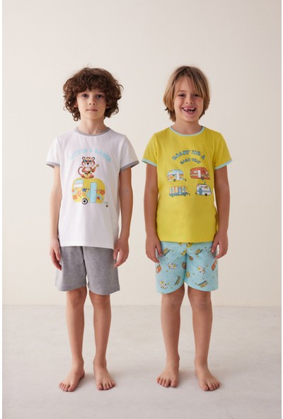 Penti Çok Renkli Road Trip 4lü Pijama Takımı Penti Çok Renkli Road Trip 4lü Pijama Takımı