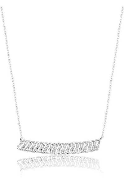 Anka Şerit Örgü Gümüş Kolye